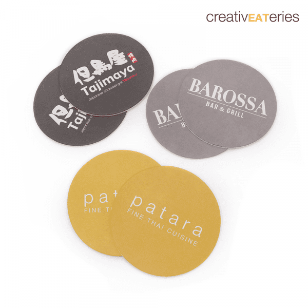 Custom Absorbent Pulpboard Coasters Printing in Singapore